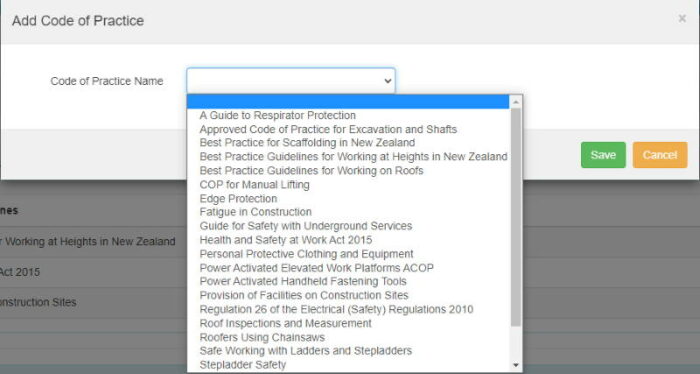 JSA Module - the Codes of Practice and Guidelines section - Hasmate